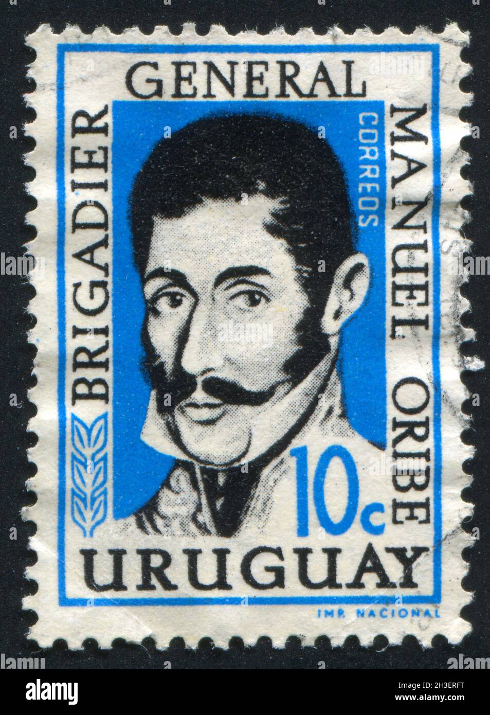 URUGUAY - CIRCA 1961: stamp printed by Uruguay, shows Manuel Oribe ...