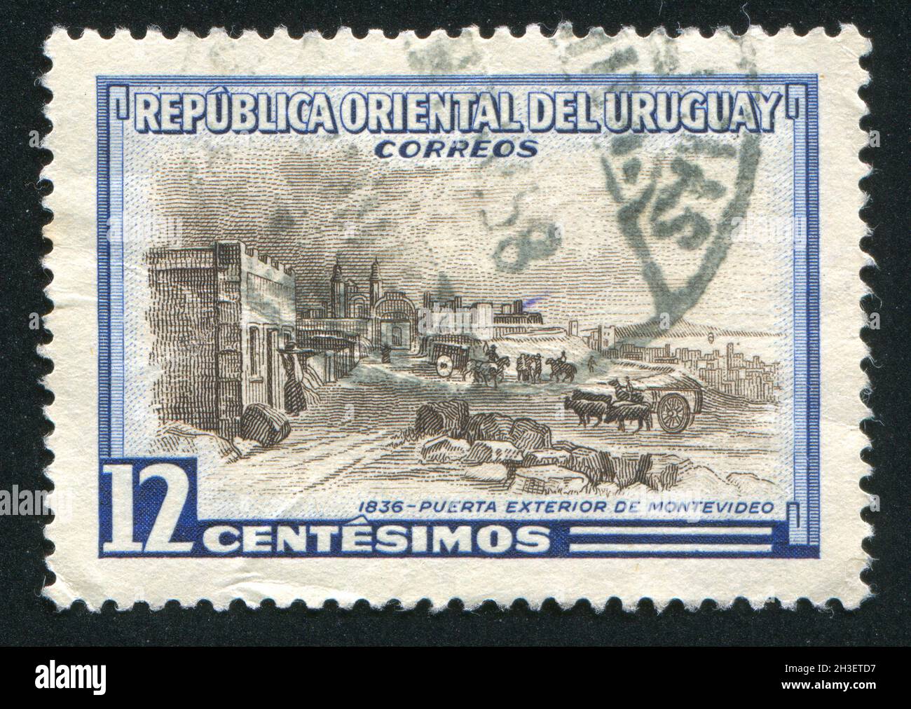 URUGUAY - CIRCA 1954: stamp printed by Uruguay, shows Outer gate ...