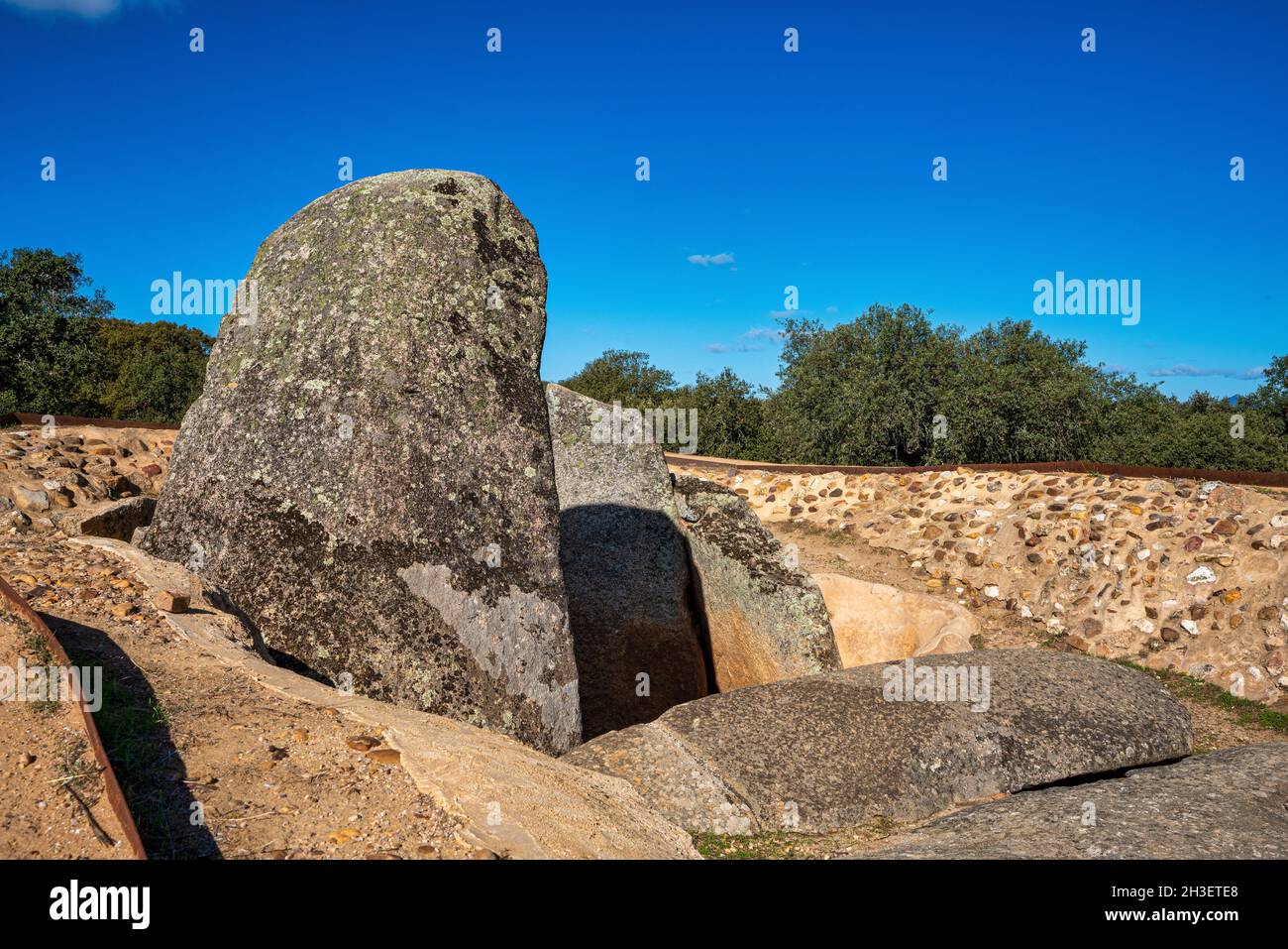 Dolmen of Lacara, funeral chamber. Ancient megalithic building near La ...