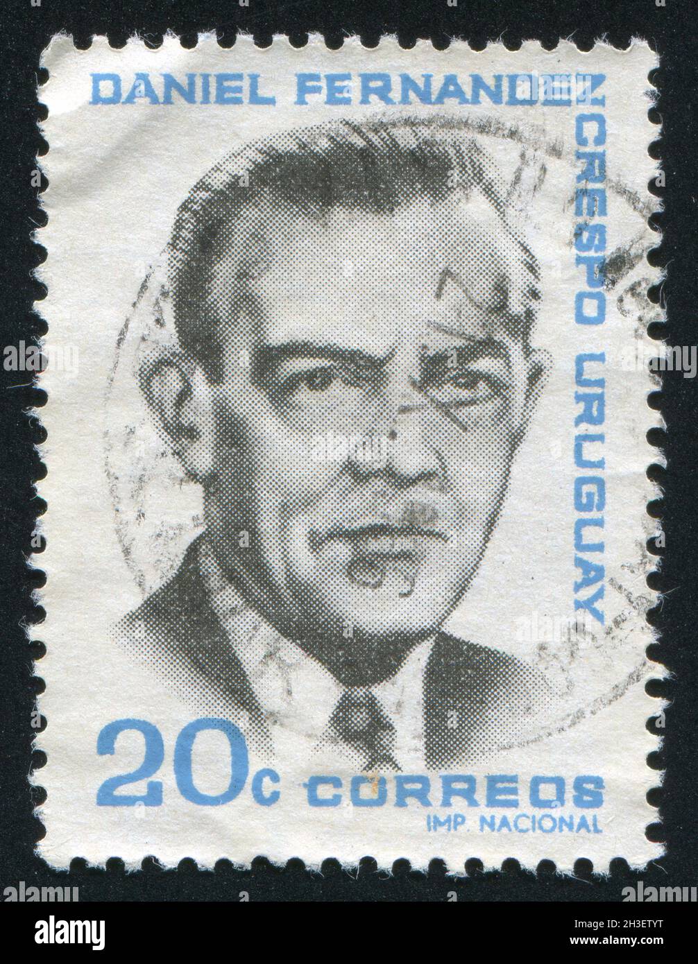 URUGUAY - CIRCA 1966: stamp printed by Uruguay, shows Daniel Fernandez ...