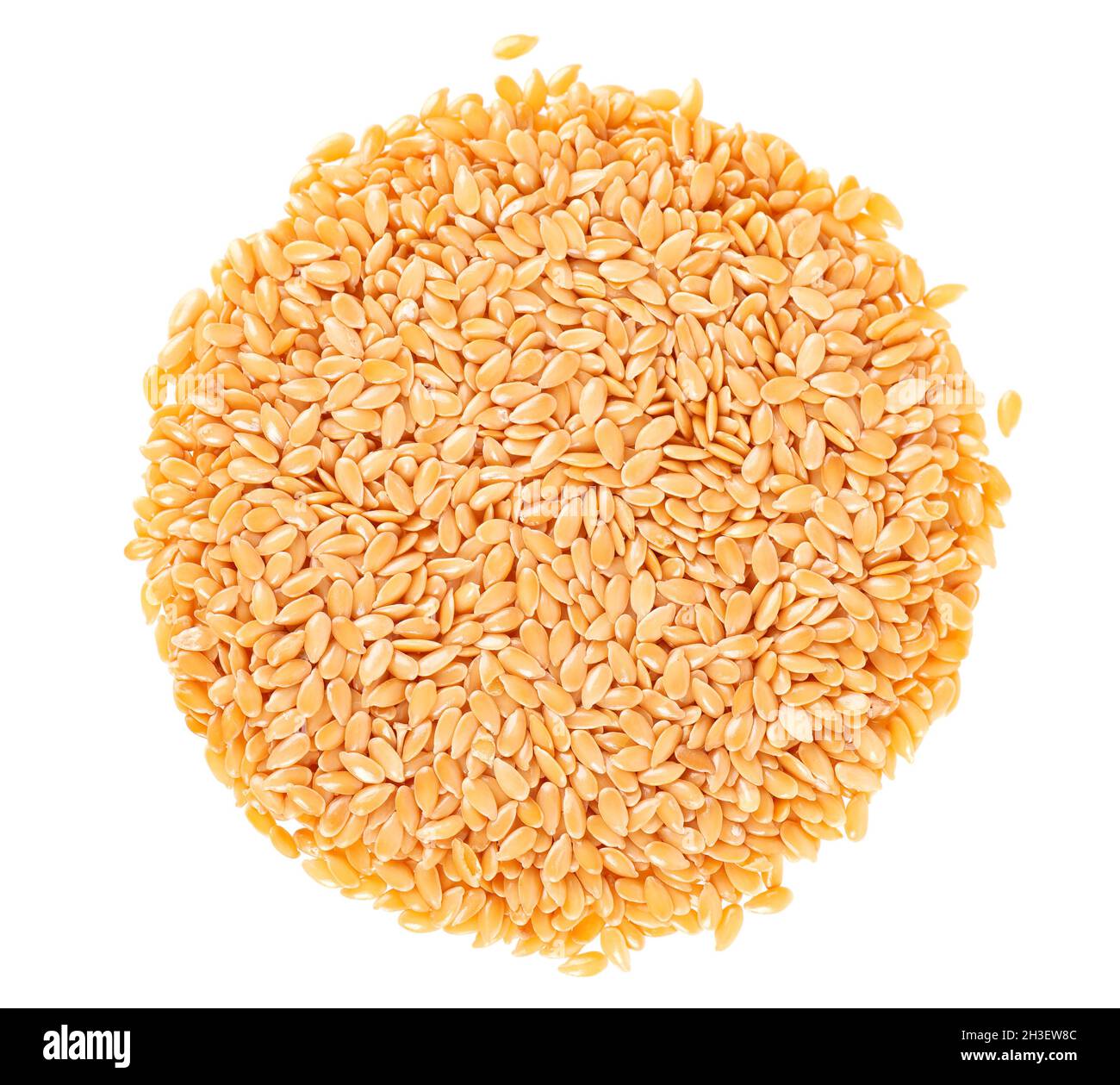 Golden flax seeds isolated on white background. Heap of dry flaxseed or linseed. Top view Stock ...