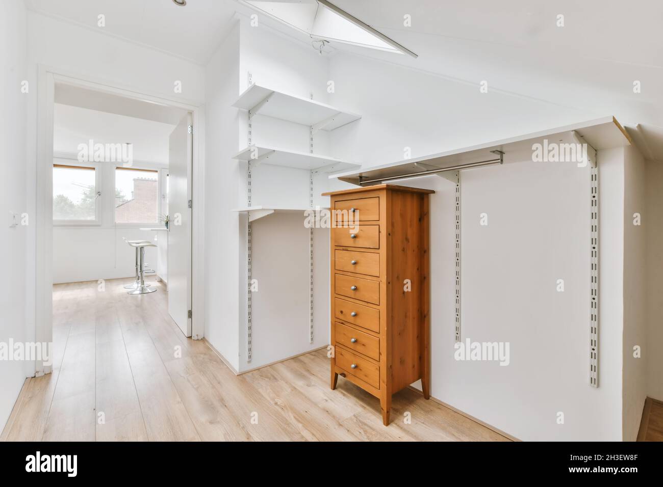 Interior design of bright cozy dressing room Stock Photo - Alamy