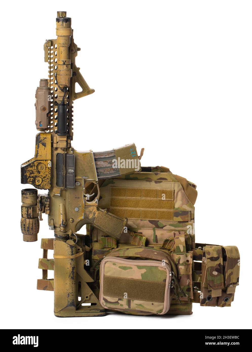 Military toy airsoft rifle isolated on white background Stock Photo - Alamy