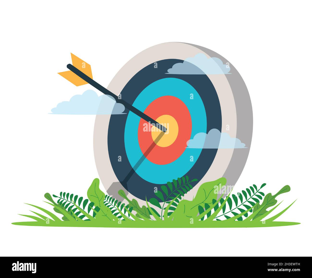 Business concept illustration, Target with an arrow, hit the target ...