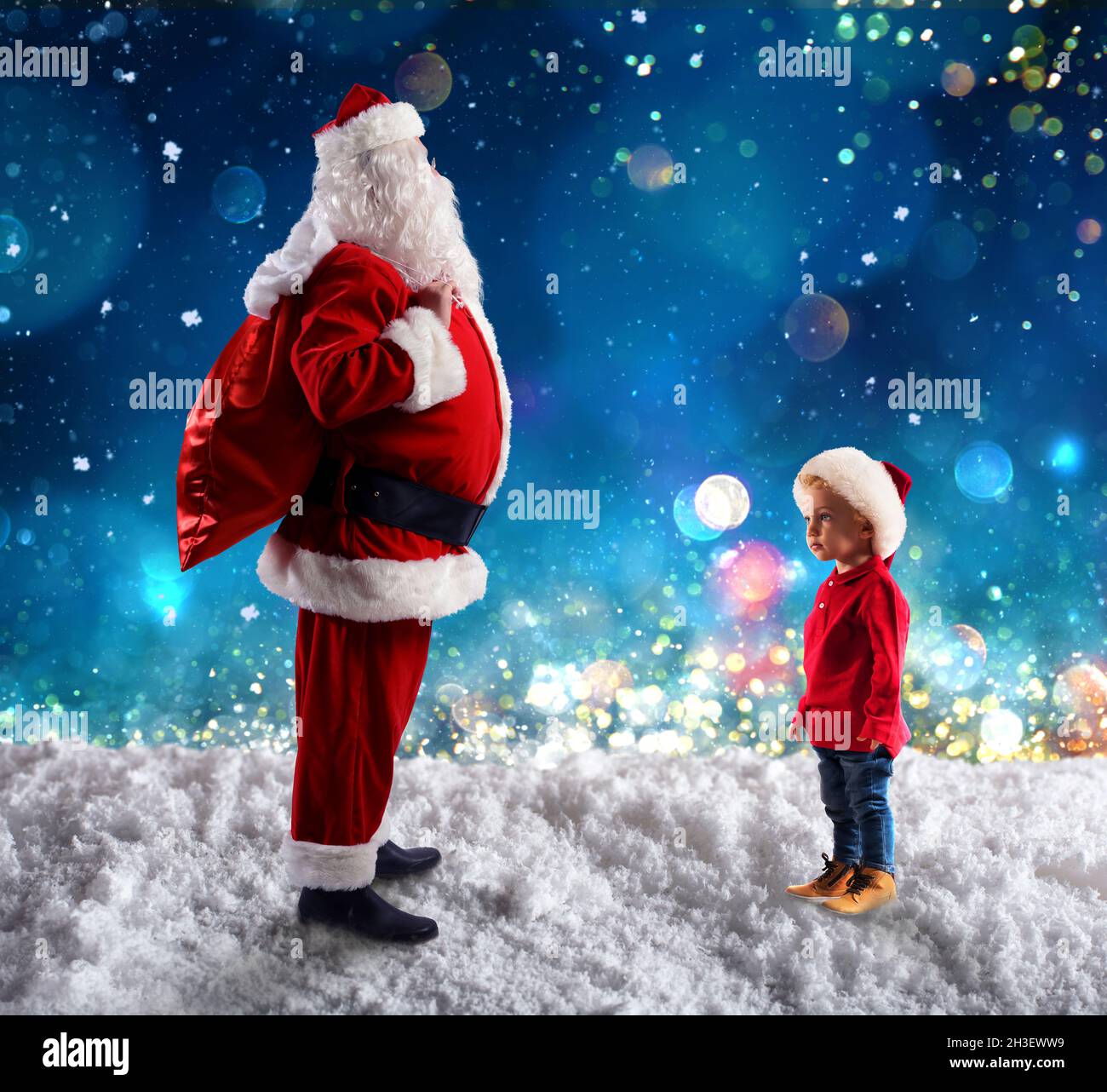 Child is waiting for a Christmas present from Santa Claus Stock Photo ...