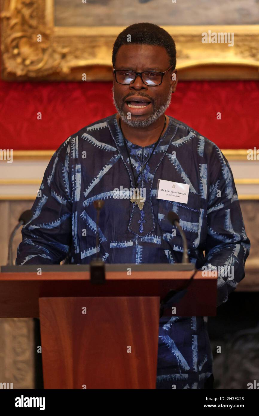 Competition Judge, Femi Elufowoju Jr speaking during a reception for ...