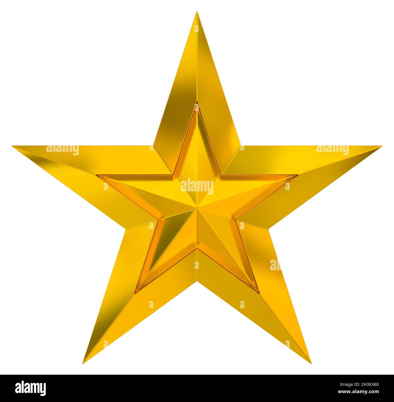 5 point star - Christmas Star - golden single isolated on white ...