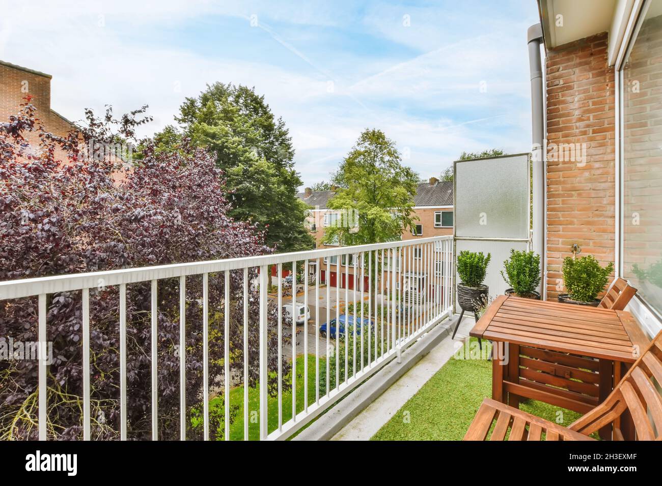 Design of balcony in elegant residential building Stock Photo - Alamy