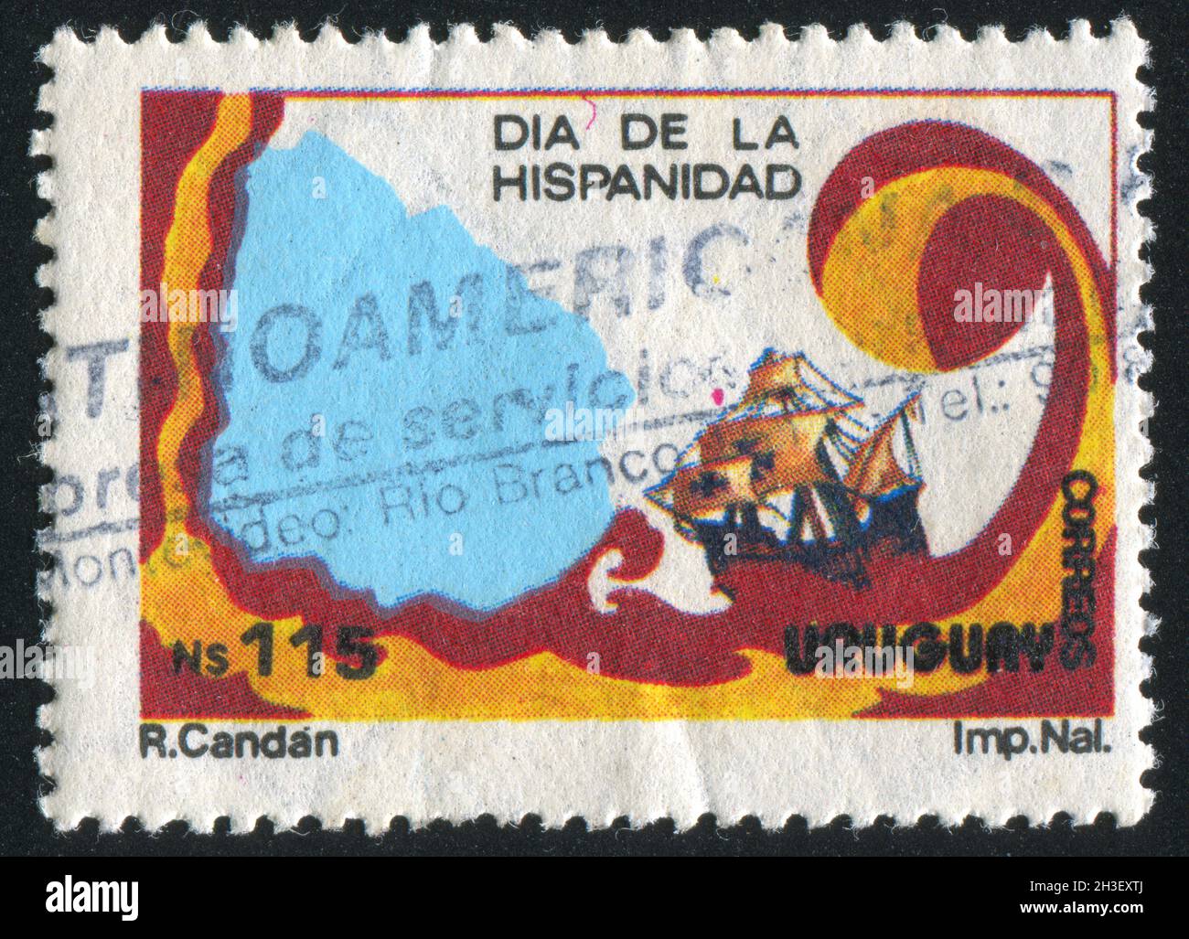 URUGUAY - CIRCA 1989: stamp printed by Uruguay, shows Spanish Heritage ...