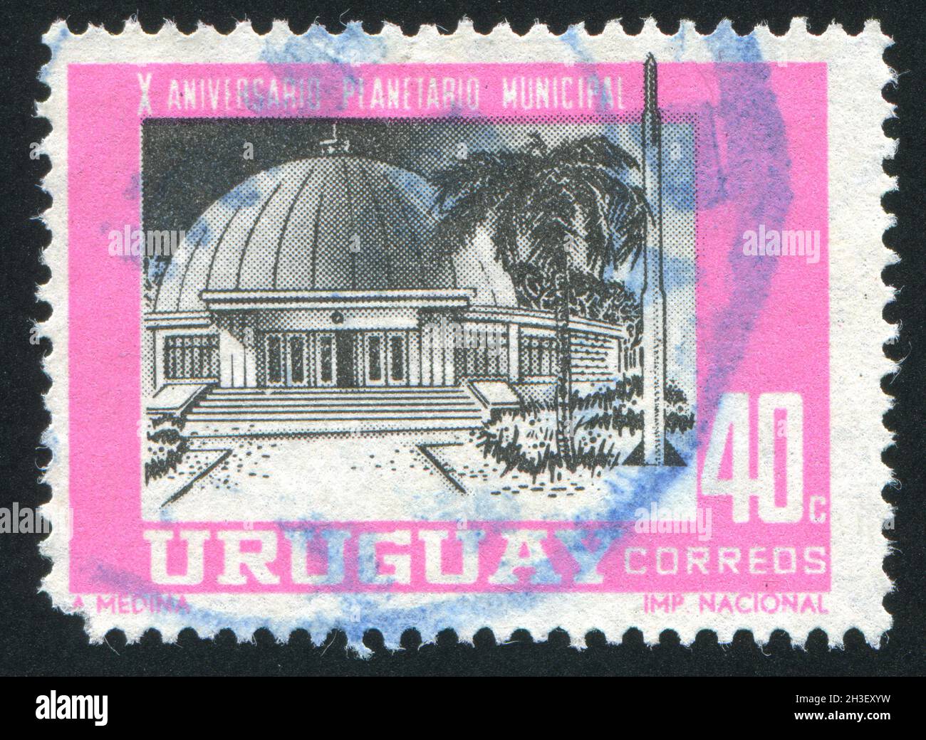 URUGUAY - CIRCA 1967: stamp printed by Uruguay, shows Montevideo ...
