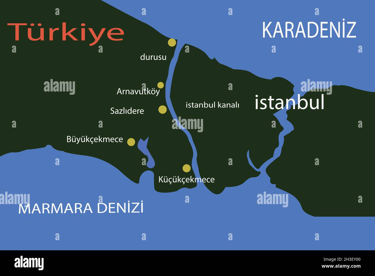 istanbul canal project map Stock Vector Image & Art - Alamy