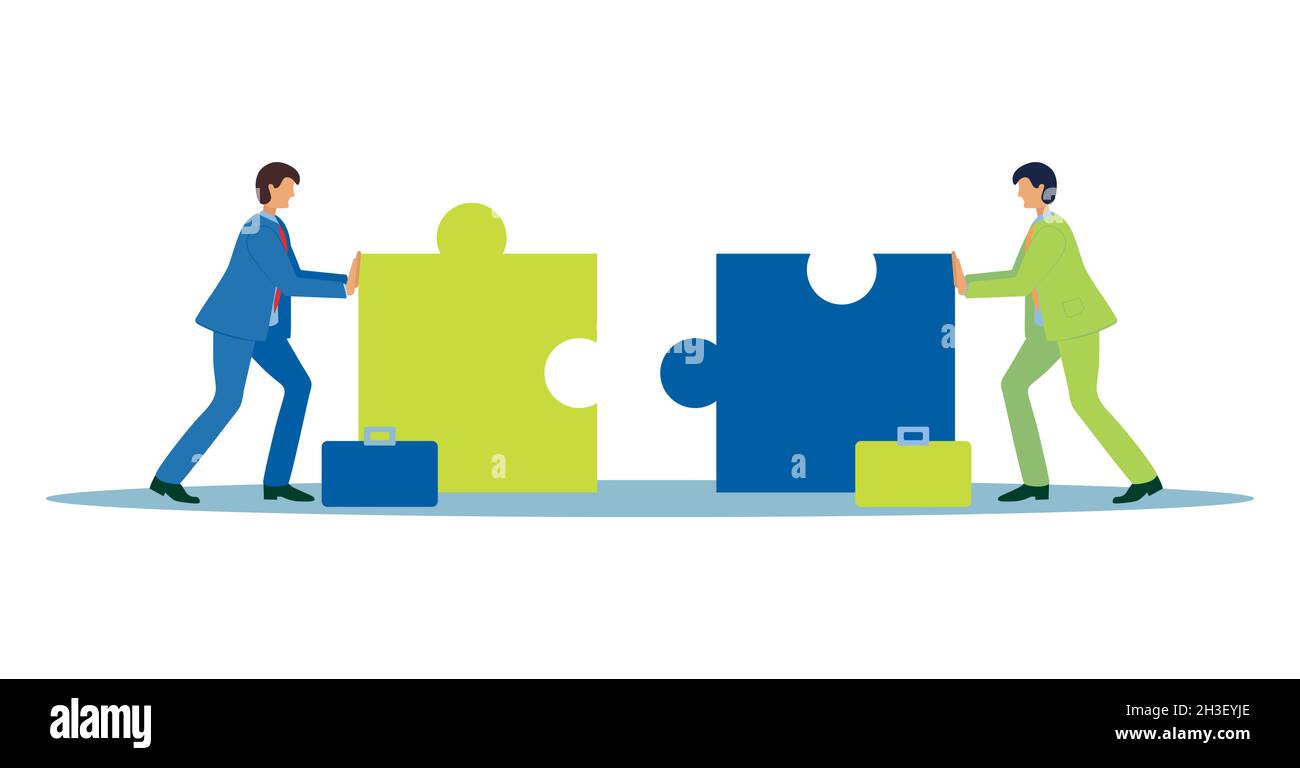 Business concept. Team metaphor. people connecting puzzle elements ...
