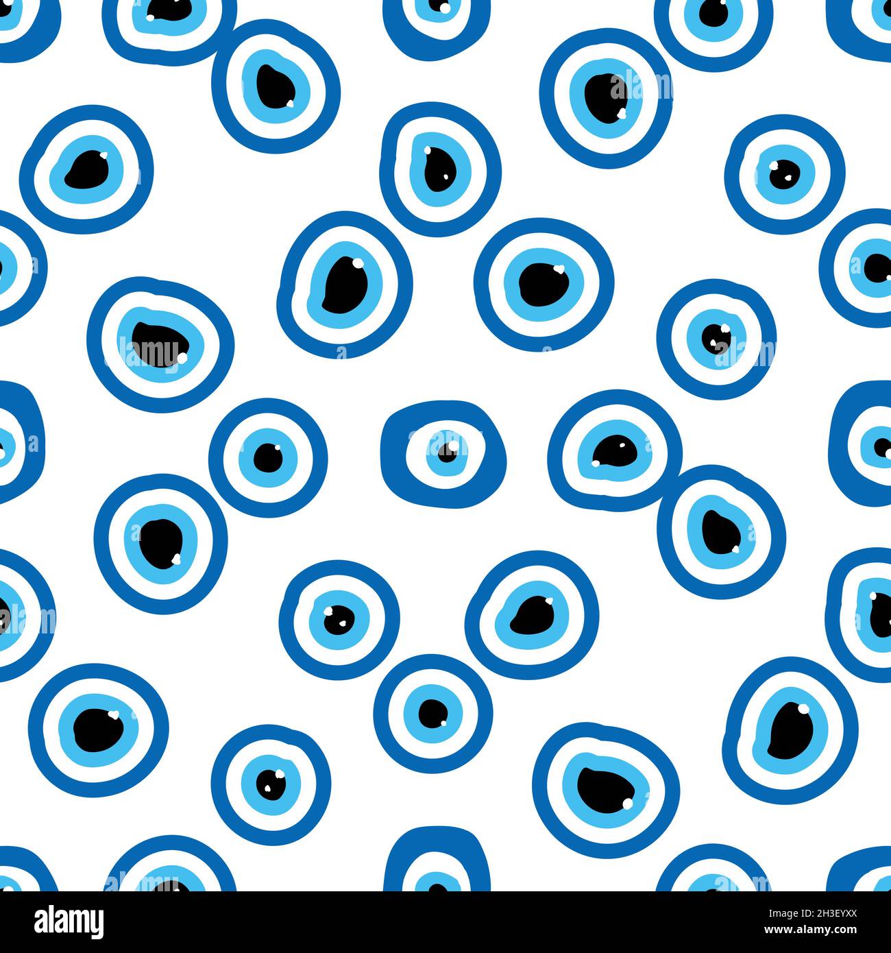 Seamless pattern with Turkish evil eye bead. Good luck. Turkish tile ...