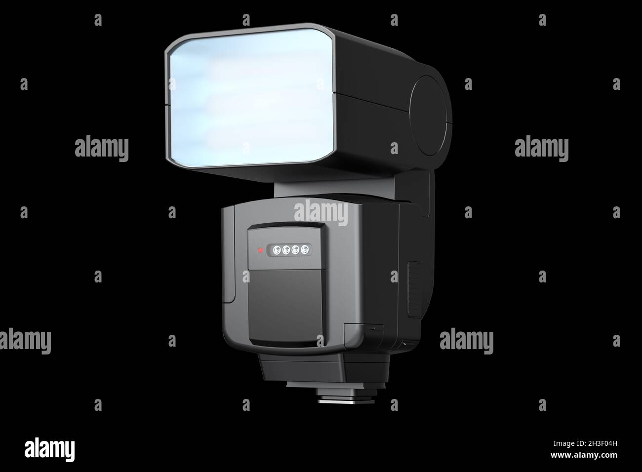 Camera external flash speedlight isolated on black background Stock ...