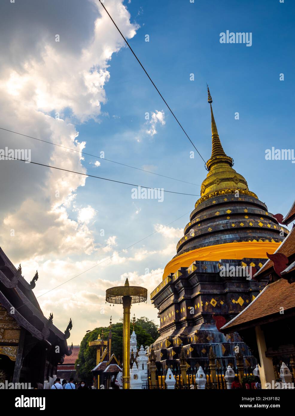 Northern Thai art patterns on various parts of the chapel and pagoda in ...
