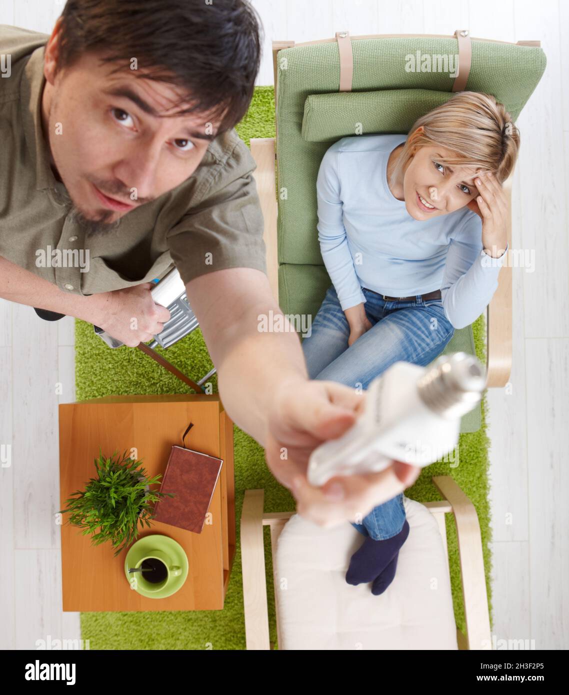Light bulb change man chair hi-res stock photography and images - Alamy