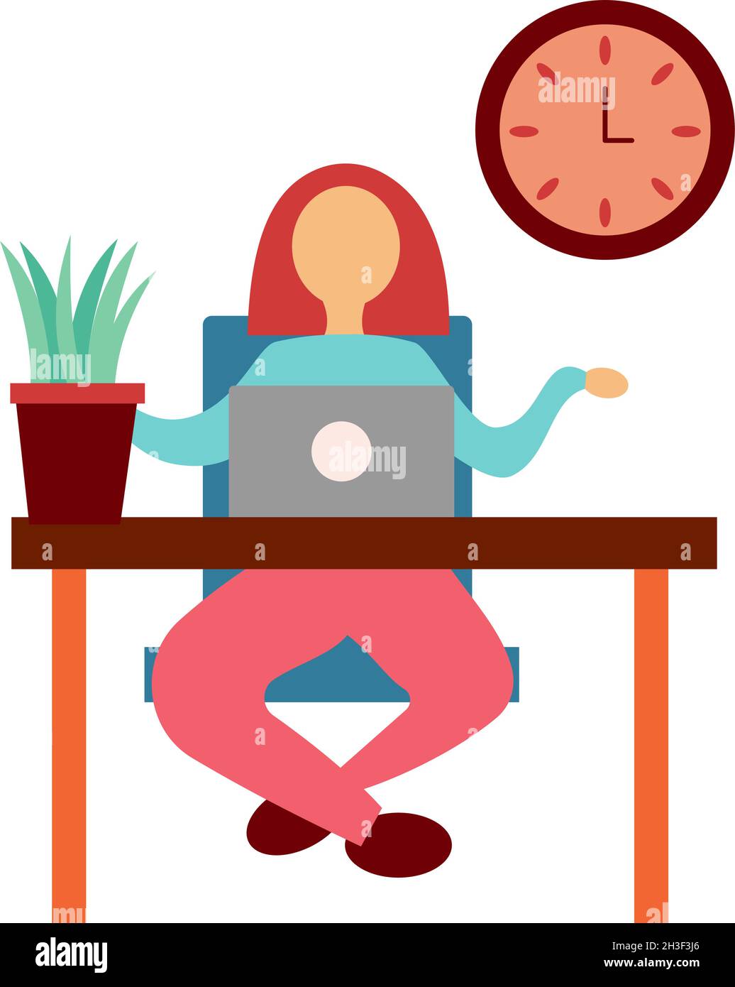 Woman programmer work at computer icon vector Stock Vector Image & Art ...