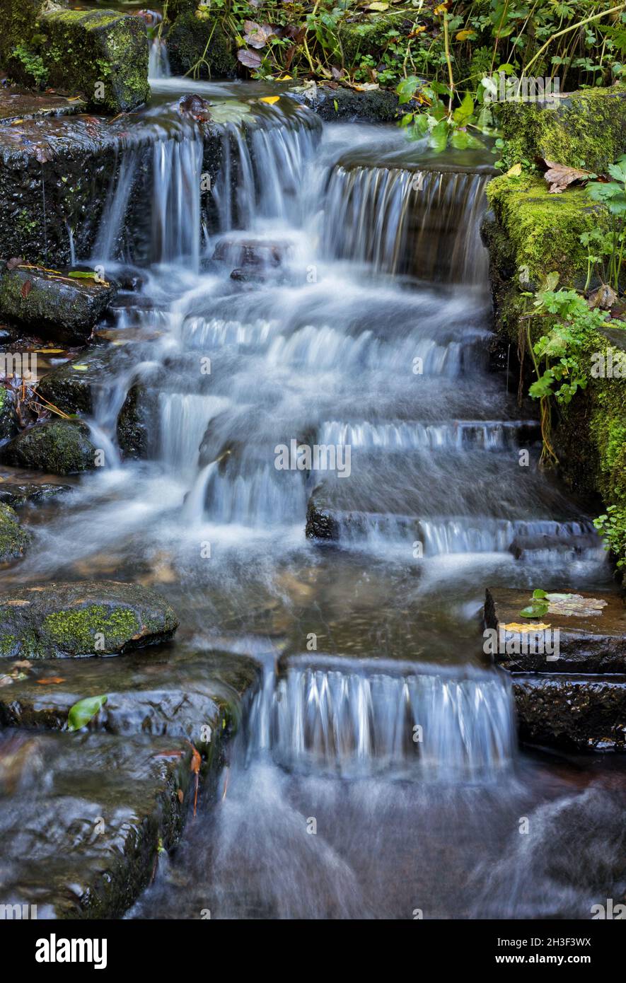 water gently coursing down a stepped bank, flowing in to the River ...
