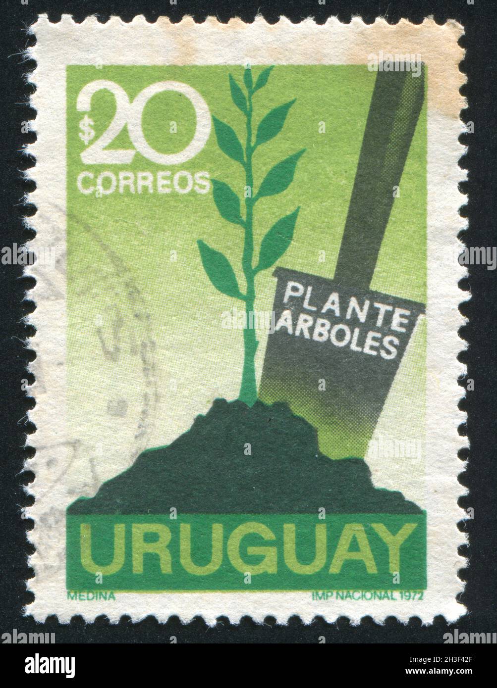URUGUAY - CIRCA 1972: stamp printed by Uruguay, shows Tree Planting ...