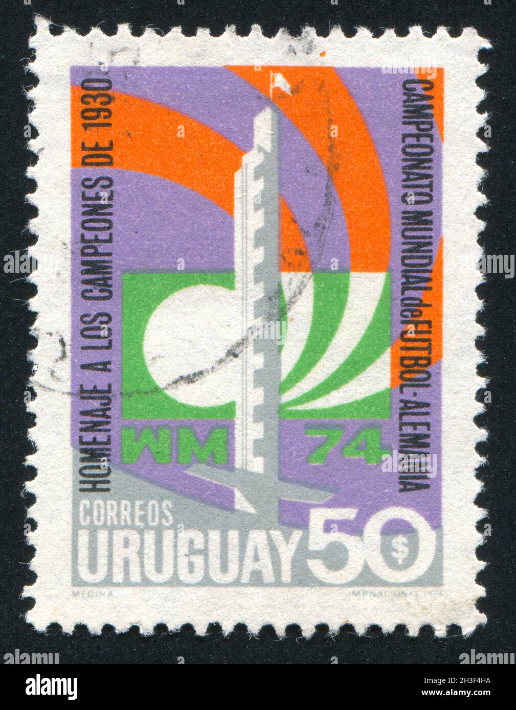 URUGUAY - CIRCA 1974: stamp printed by Uruguay, shows Montevideo ...