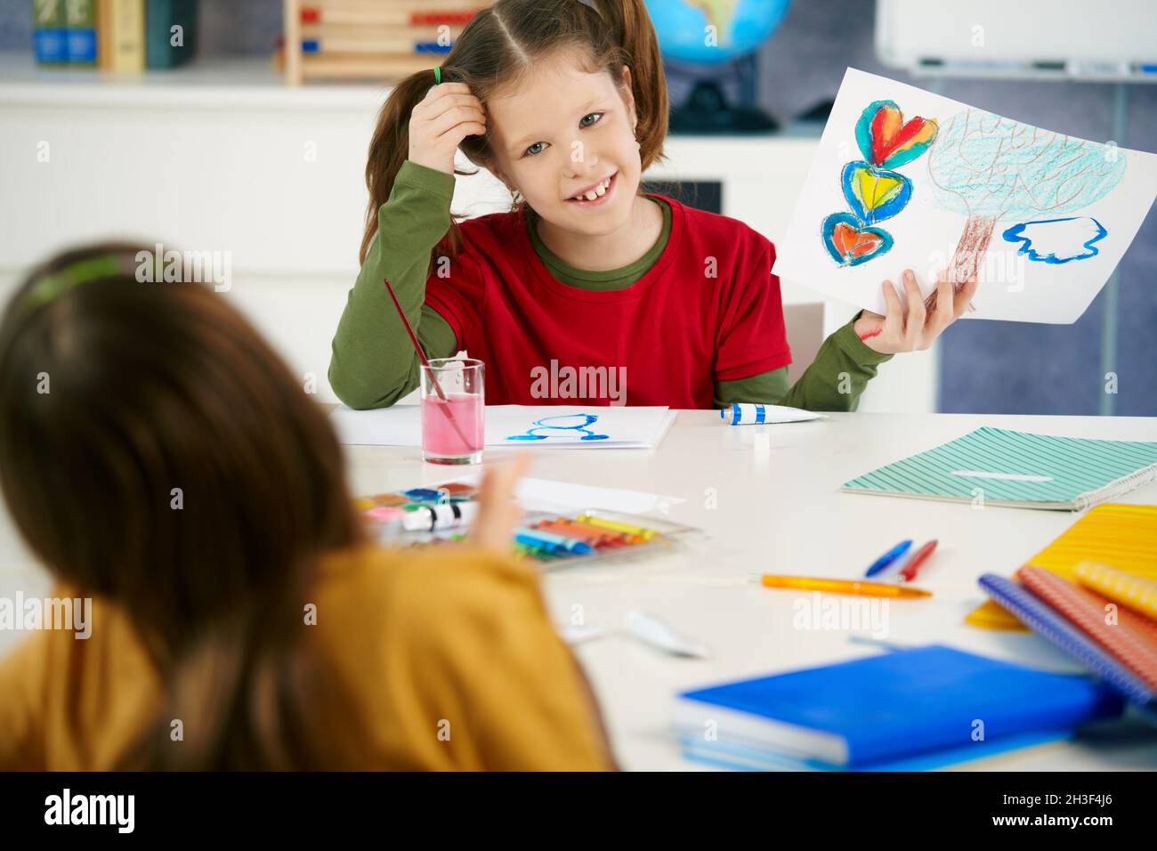 Children painting in art class at elementary school Stock Photo - Alamy