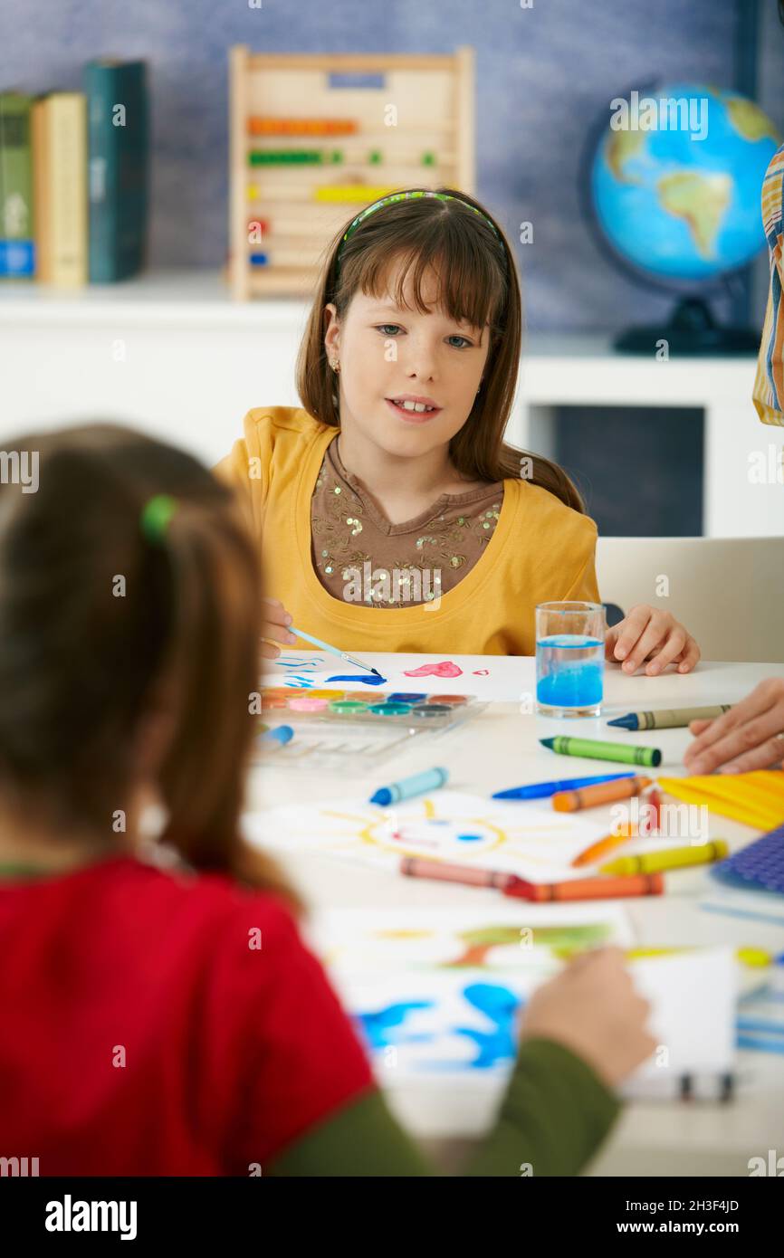 Children painting in art class at elementary school Stock Photo - Alamy