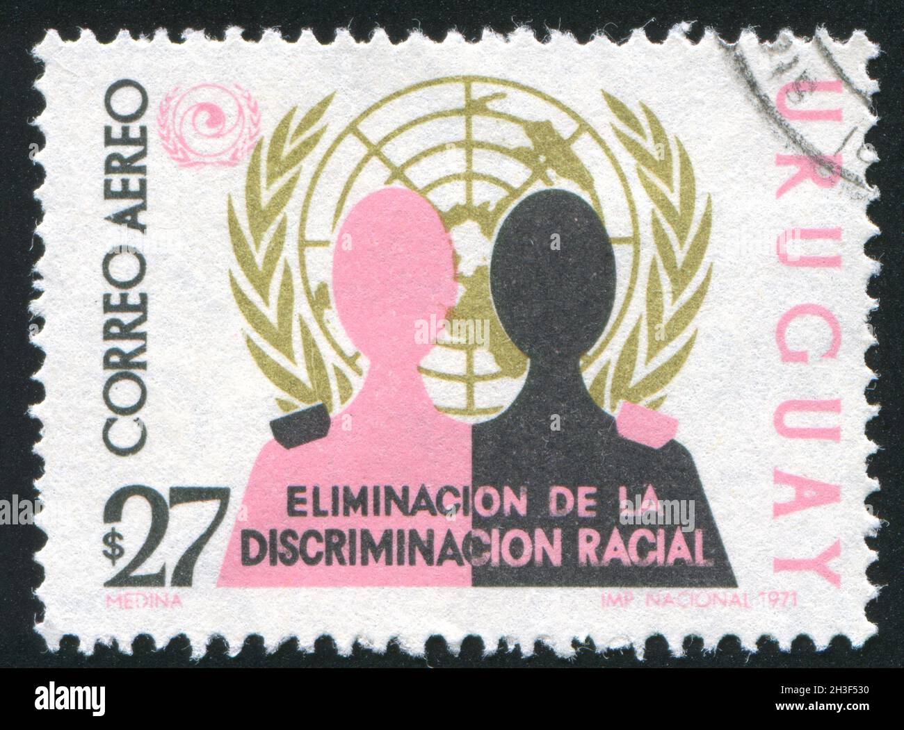 URUGUAY - CIRCA 1971: stamp printed by Uruguay, shows Racial Equality ...