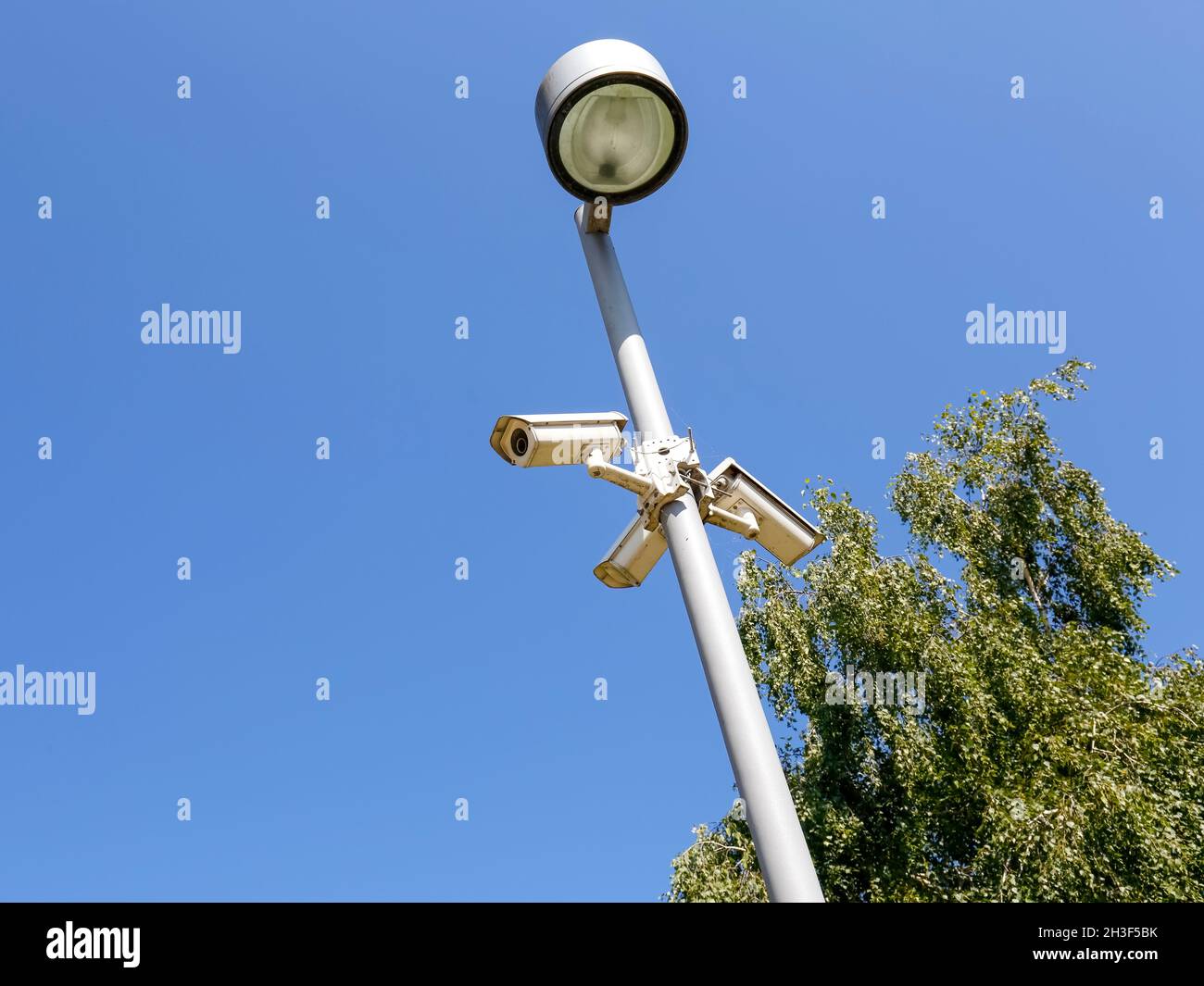 A surveillance cameras designed to observe the area were mounted on a ...