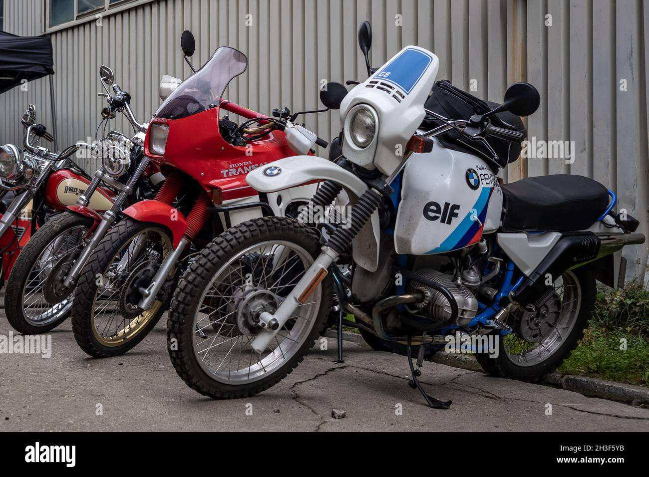 Wroclaw, Poland - September 19, 2021: Vintage motorcycles parked in a ...