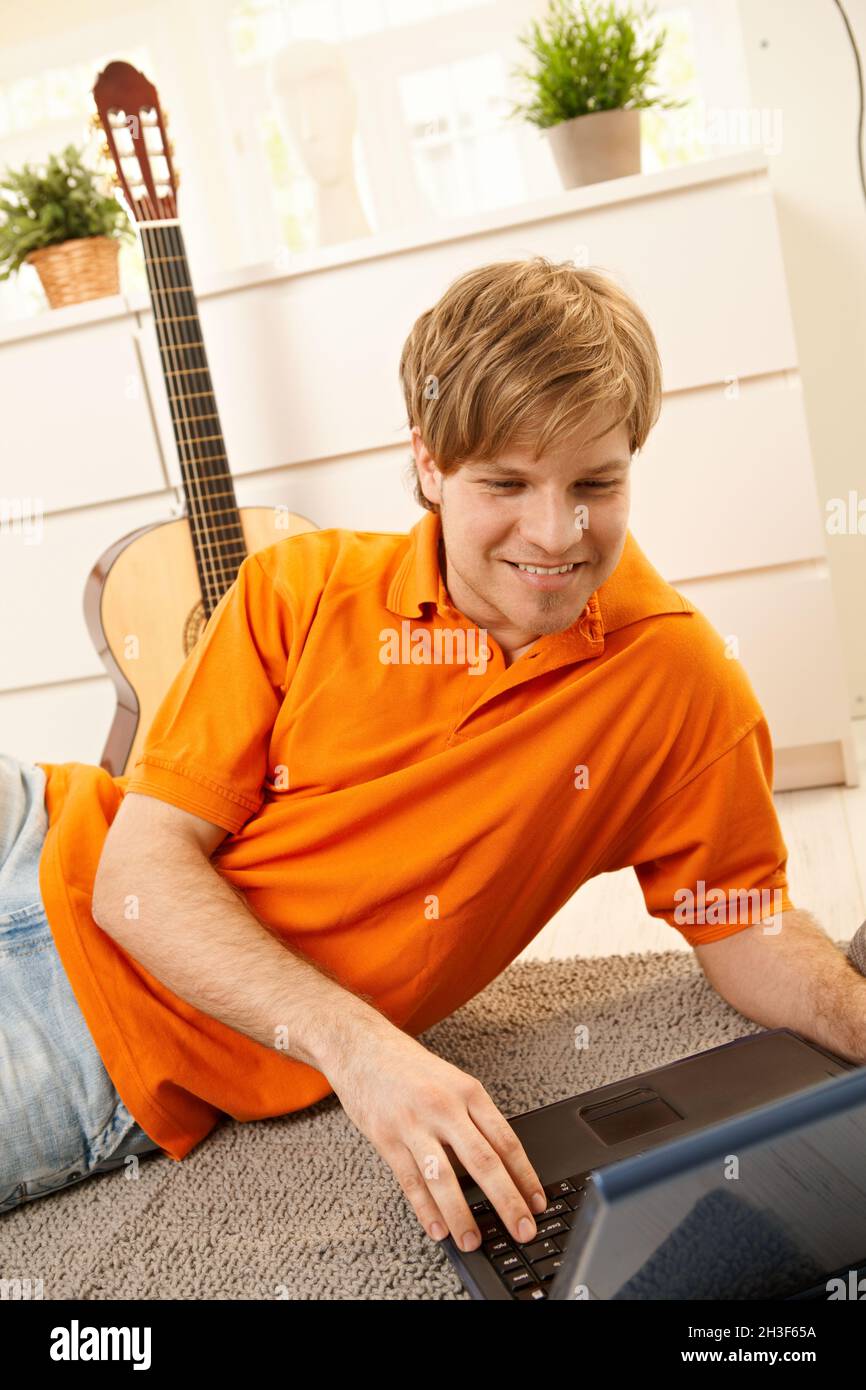 Man using computer Stock Photo - Alamy
