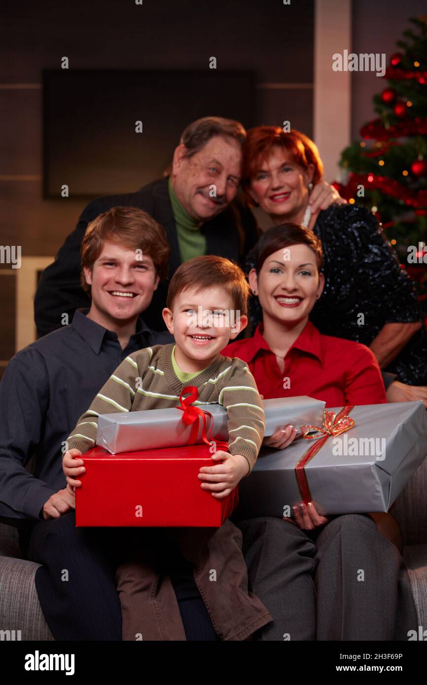 Family portrait at christmas Stock Photo - Alamy