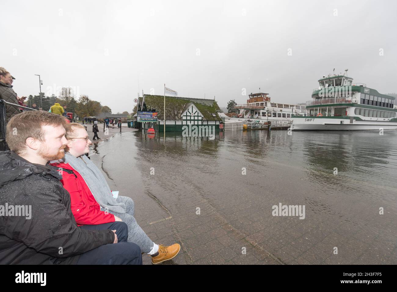 Lake Windermere .Cumbria . 28th October 2021. UK Weather .Flooding at ...