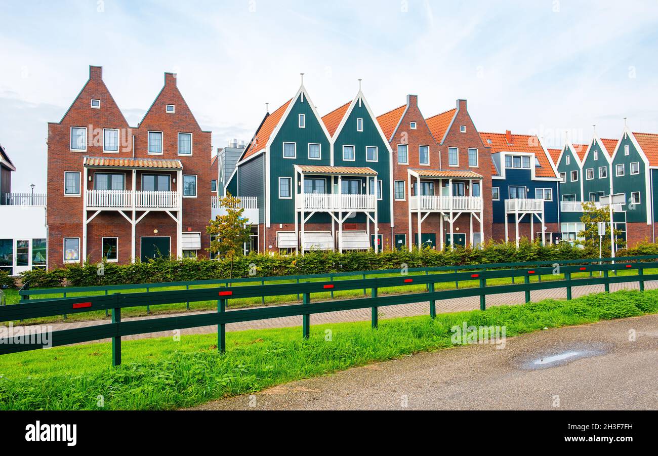 Volendam is a town in North Holland in the Netherlands. Colored houses ...