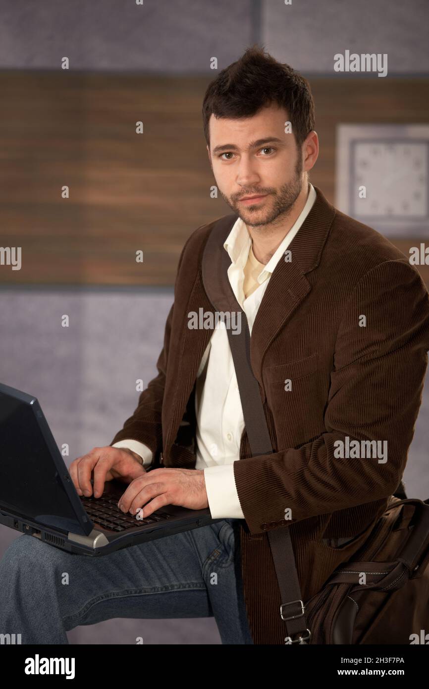 Office worker with computer Stock Photo - Alamy