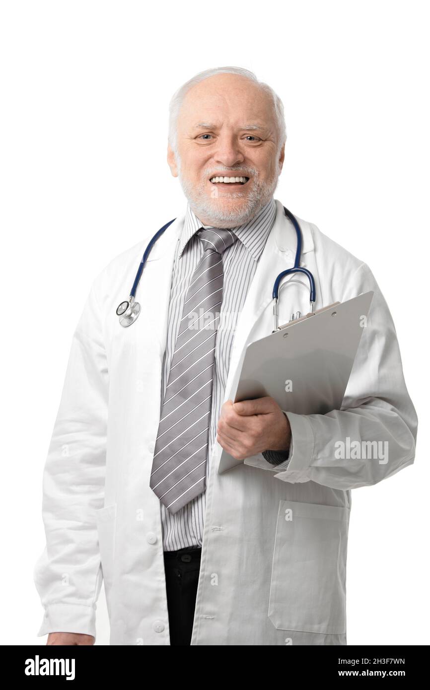 Senior doctor laughing to camera Stock Photo - Alamy