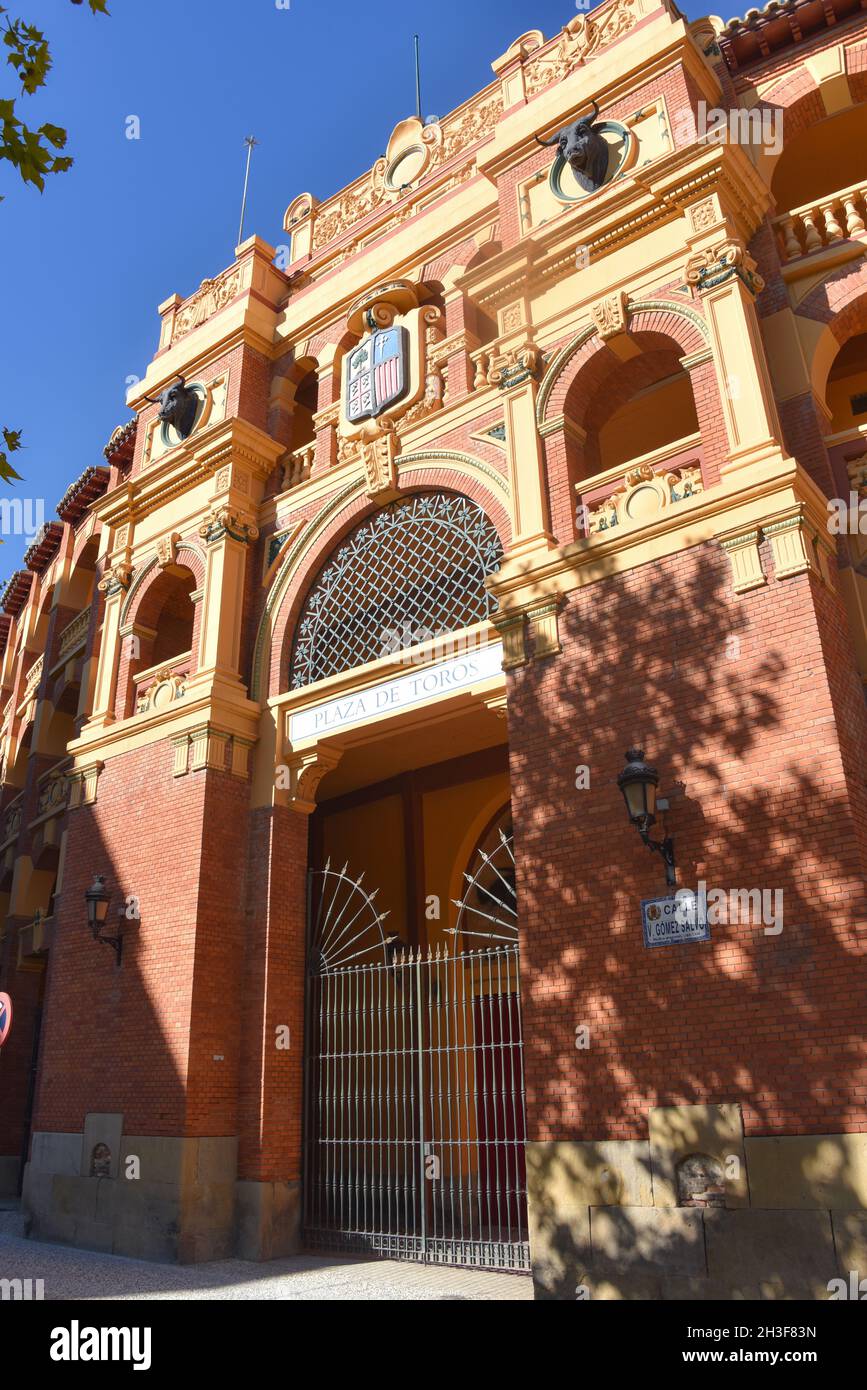 Zaragoza, Spain - 23 Oct, 2021: Details on the exterior walls of the ...