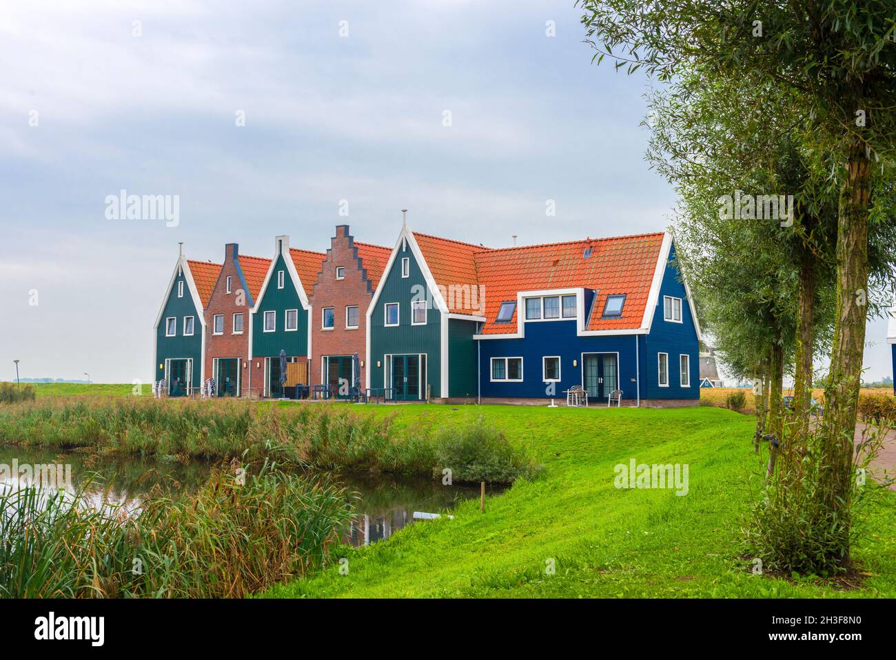 Volendam is a town in North Holland in the Netherlands. Colored houses ...