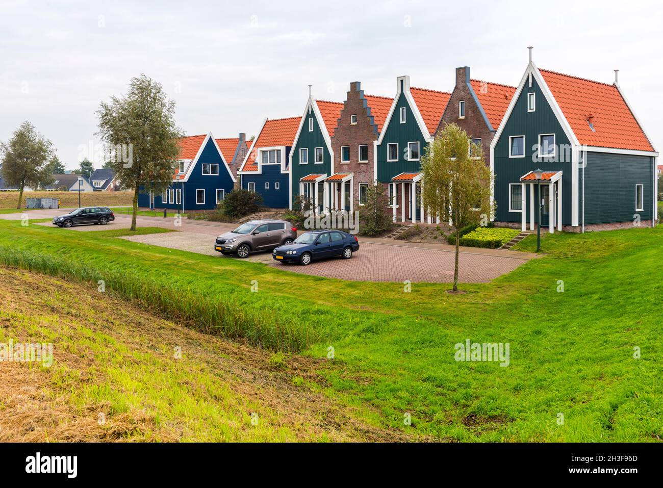 Volendam is a town in North Holland in the Netherlands. Colored houses ...