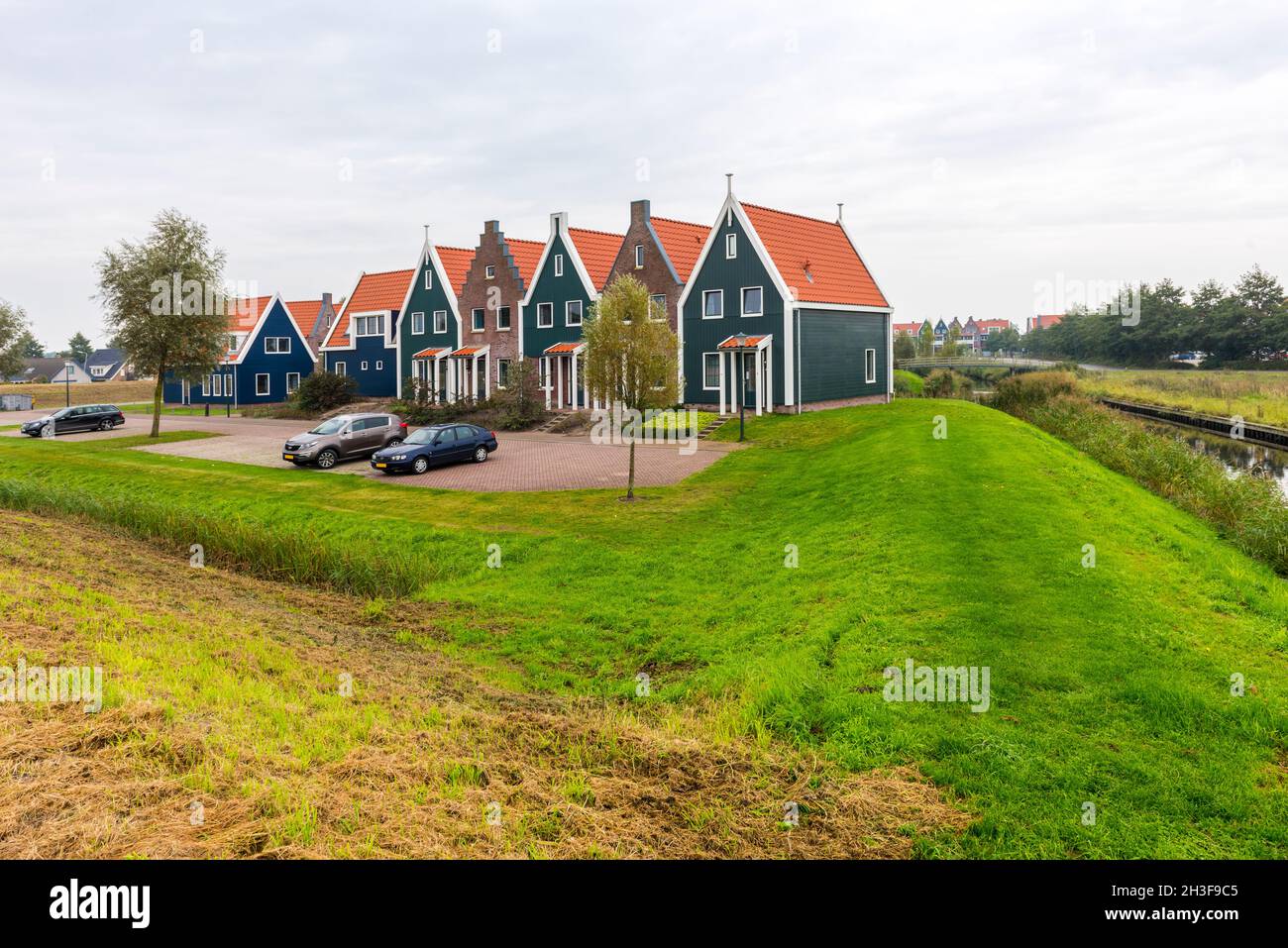 Volendam is a town in North Holland in the Netherlands. Colored houses ...