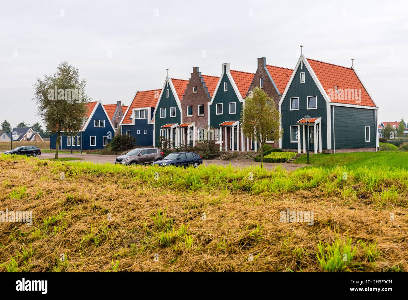 Volendam is a town in North Holland in the Netherlands. Colored houses ...