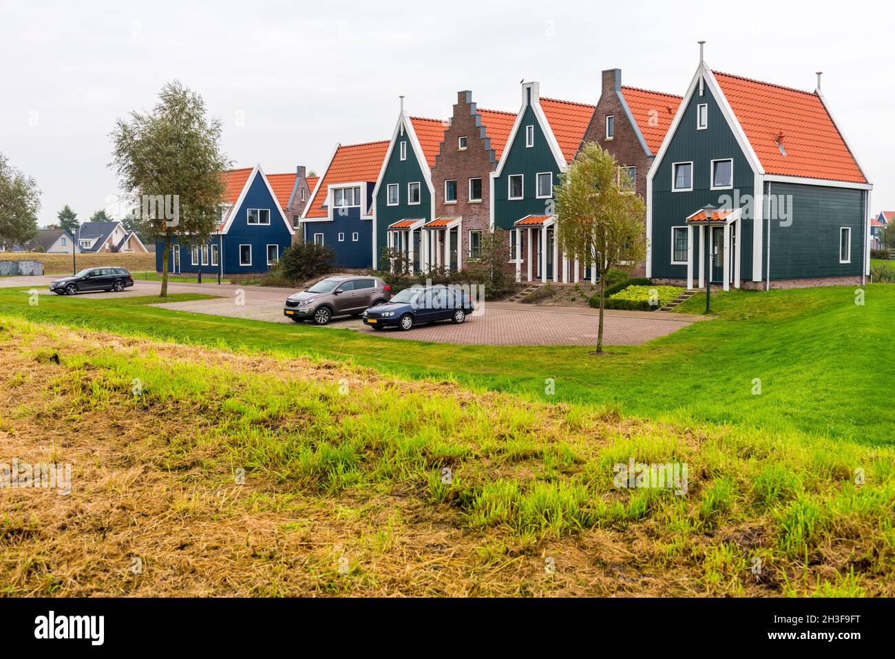 Volendam is a town in North Holland in the Netherlands. Colored houses ...