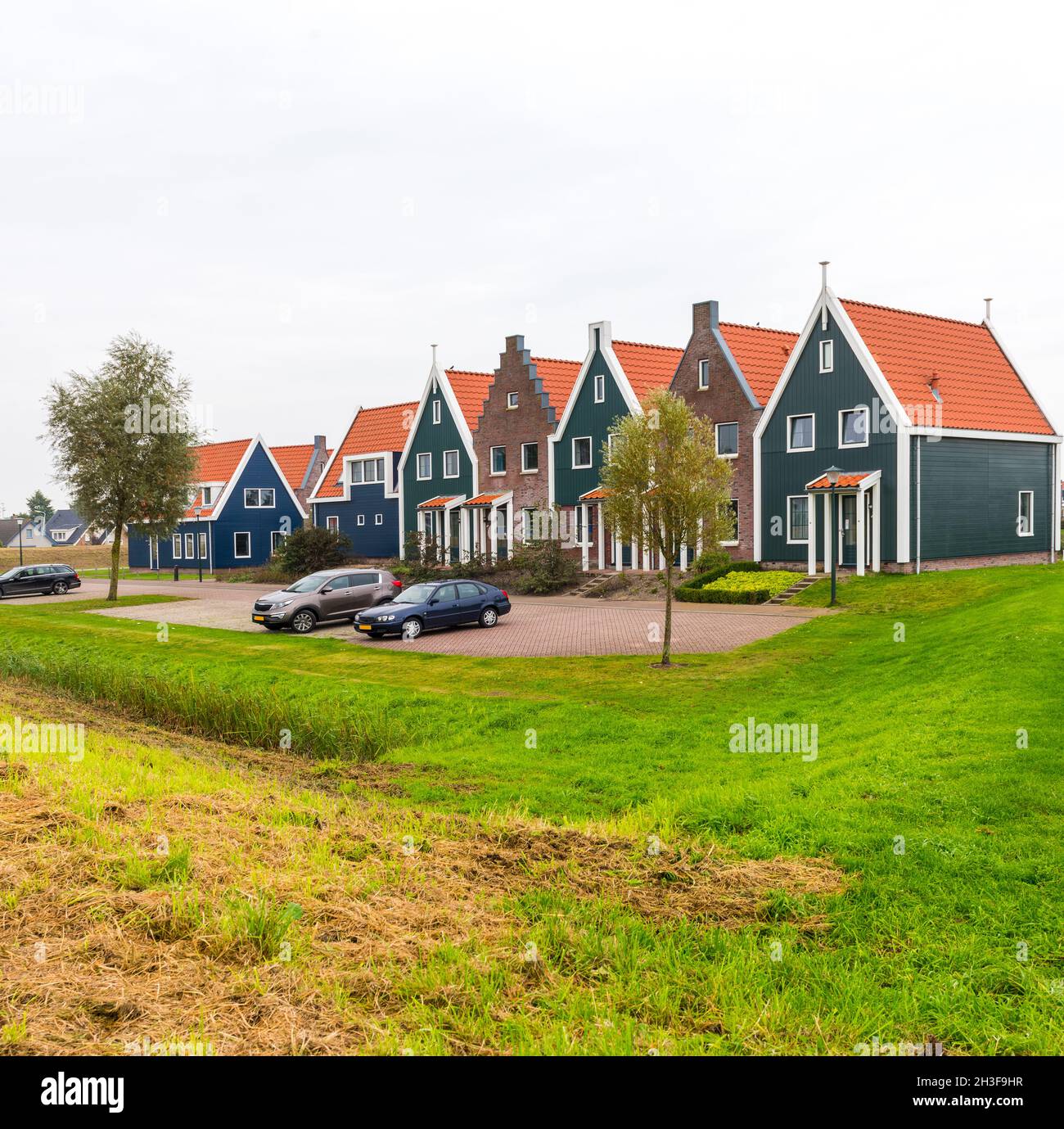 Volendam is a town in North Holland in the Netherlands. Colored houses ...
