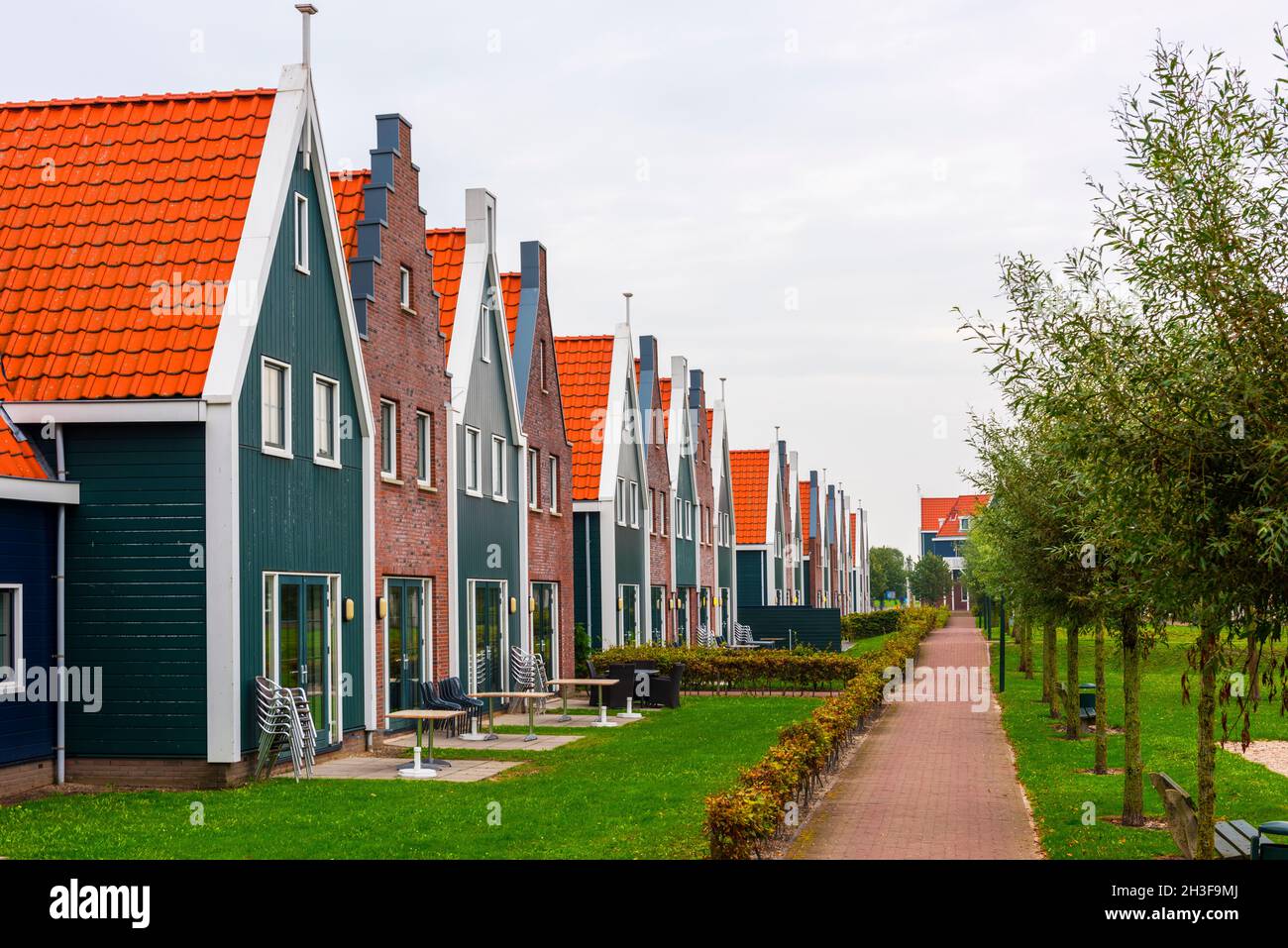 Volendam is a town in North Holland in the Netherlands. Colored houses ...