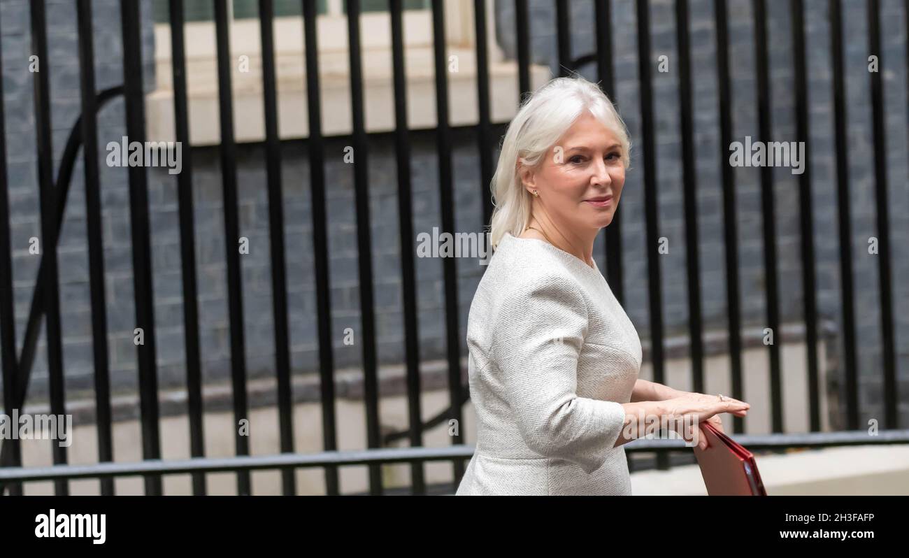 London UK 27 Oct 2021 Nadine Dorries , Culture Secretary at a cabinet meeting at 10 Downing ...