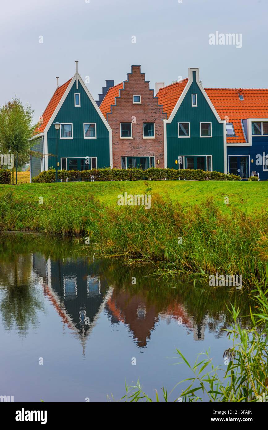 Volendam is a town in North Holland in the Netherlands. Colored houses ...