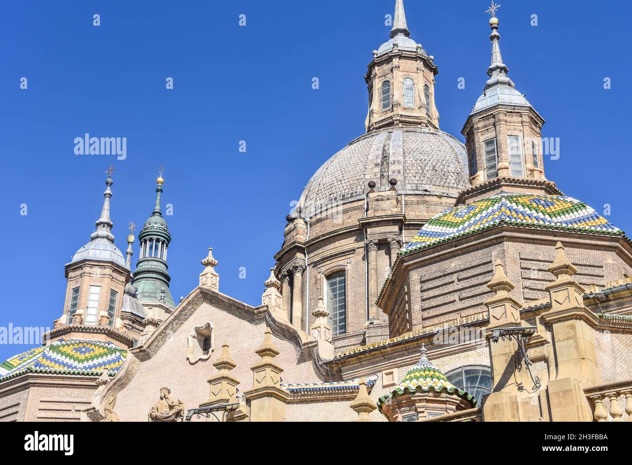 Zaragoza, Spain - 23 Oct, 2021: Roof details on the Cathedral Basilica ...