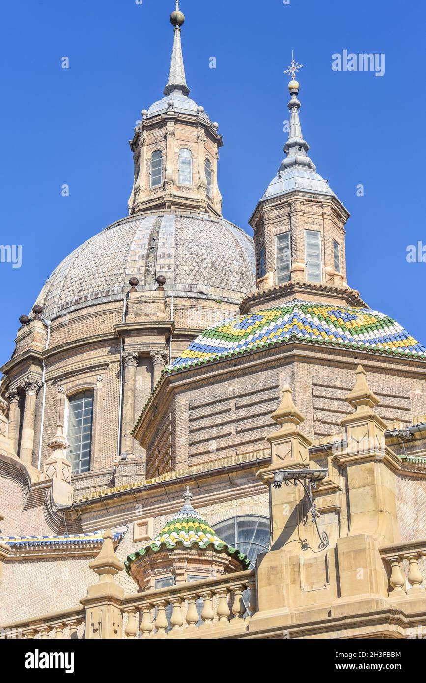 Zaragoza, Spain - 23 Oct, 2021: Roof details on the Cathedral Basilica ...