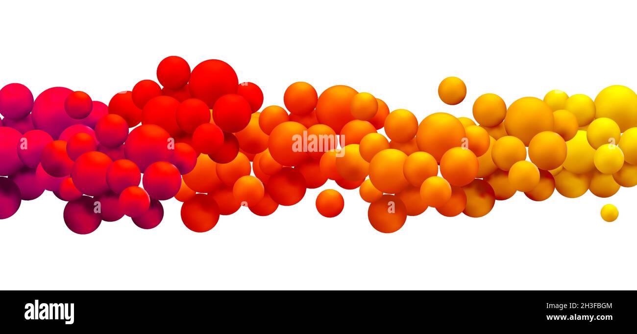 Rainbow flying spheres. Abstract composition with colorful balls ...