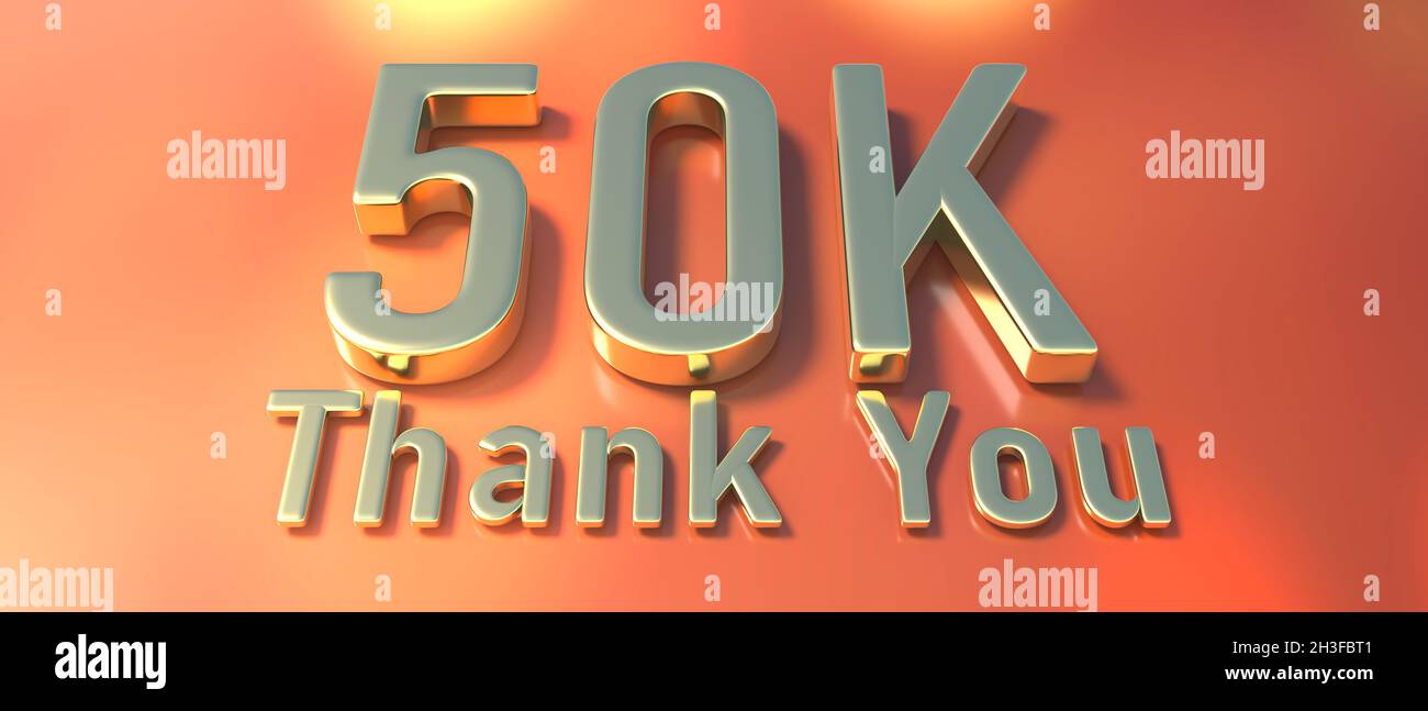 50k followers celebration. Thank you fifty thousand golden text on ...