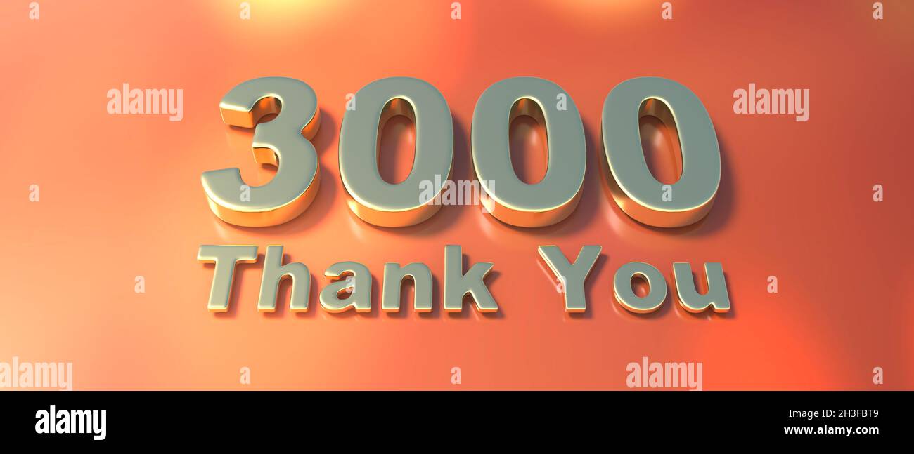 3000 followers celebration. Thank you three thousand gold text on ...